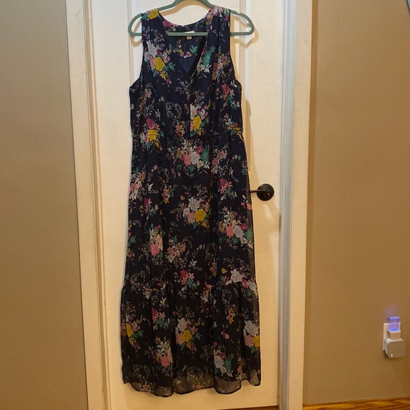 Merona | Dresses | Merona Xxl Blue Floral Maxi Dress | Poshmark